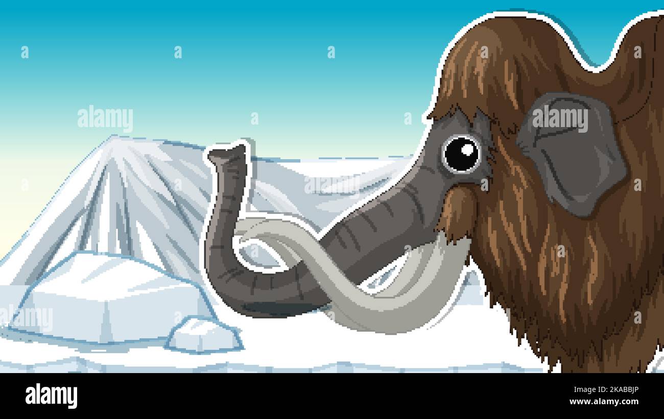 Mammoth in ice age background illustration Stock Vector Image & Art - Alamy