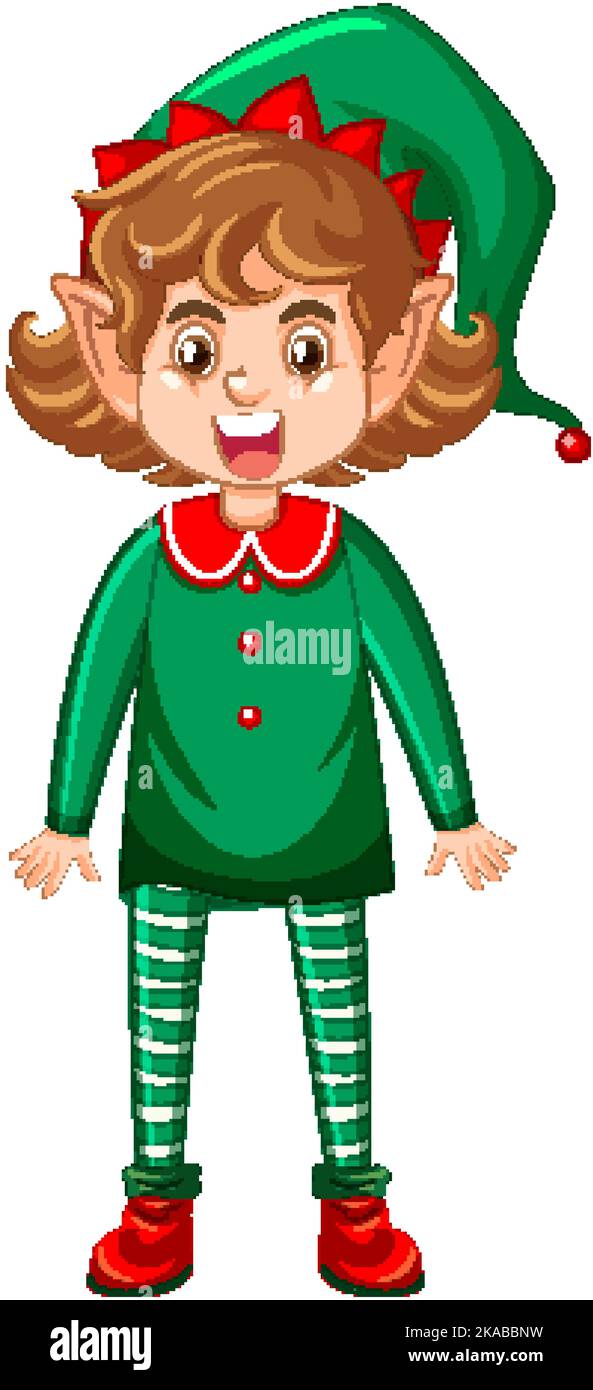 Christmas elf girl cartoon character illustration Stock Vector Image & Art - Alamy