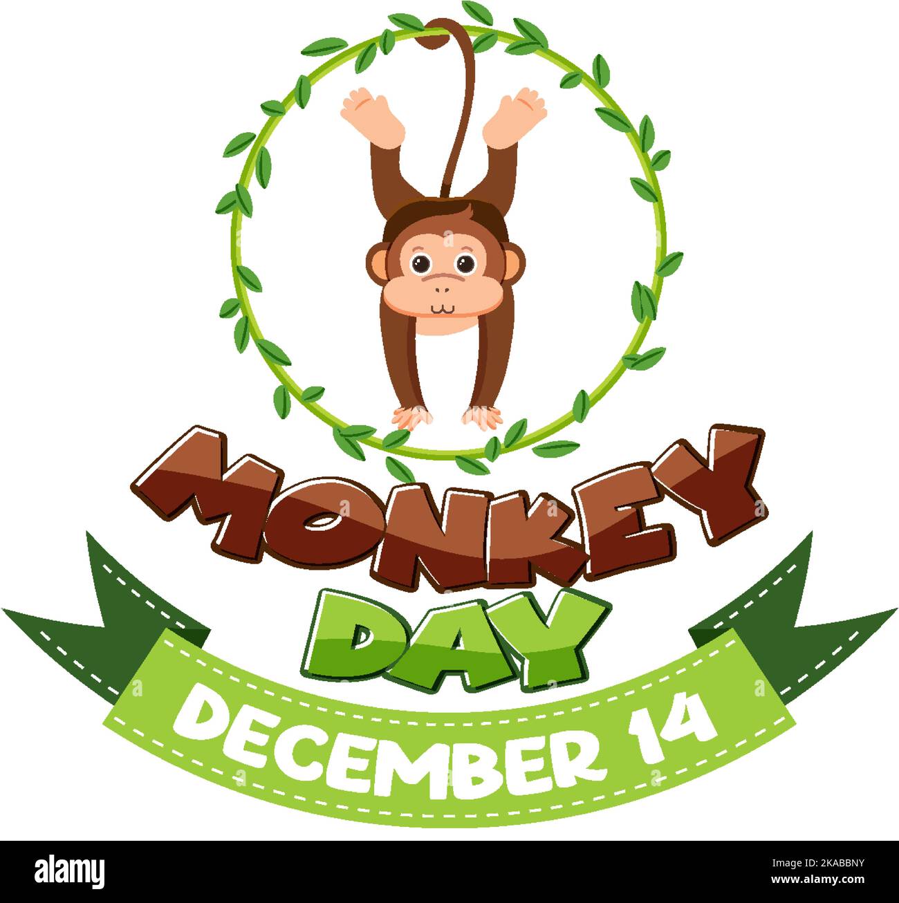 Monkey day text for banner or poster design illustration Stock Vector ...