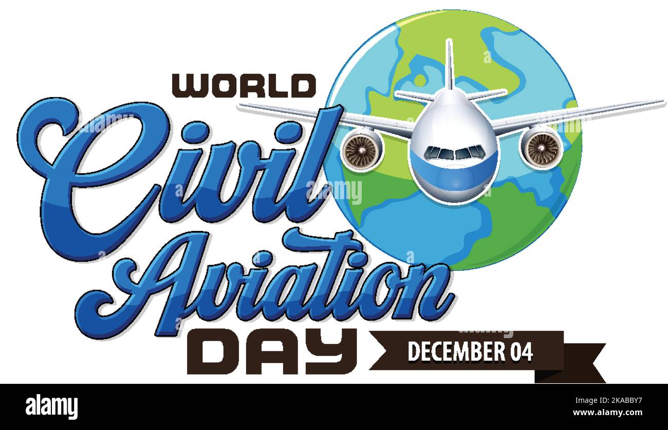 World civil aviation text for poster or banner design illustration ...