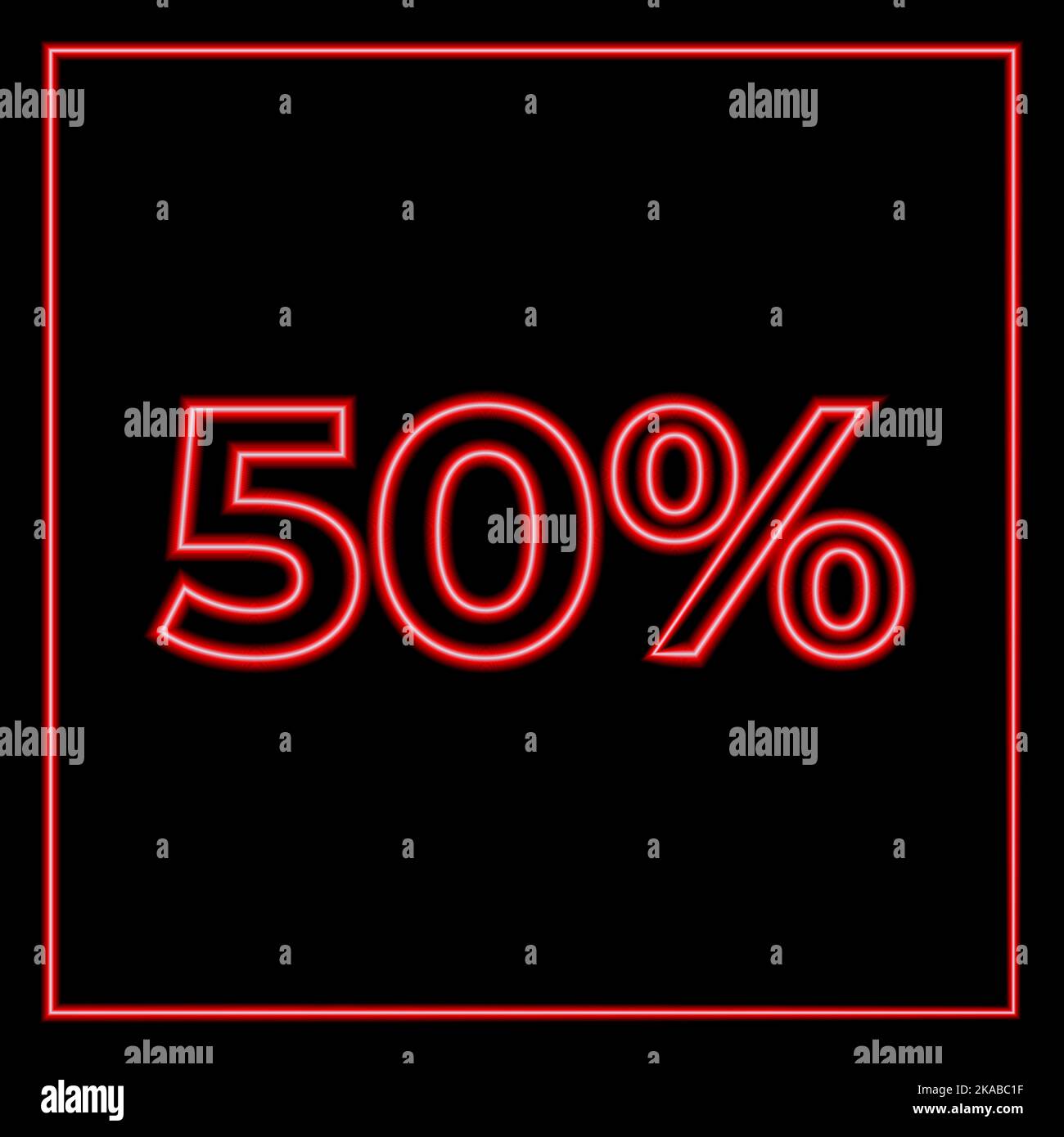 Neon red lettering fifty percent on a black background Stock Vector ...