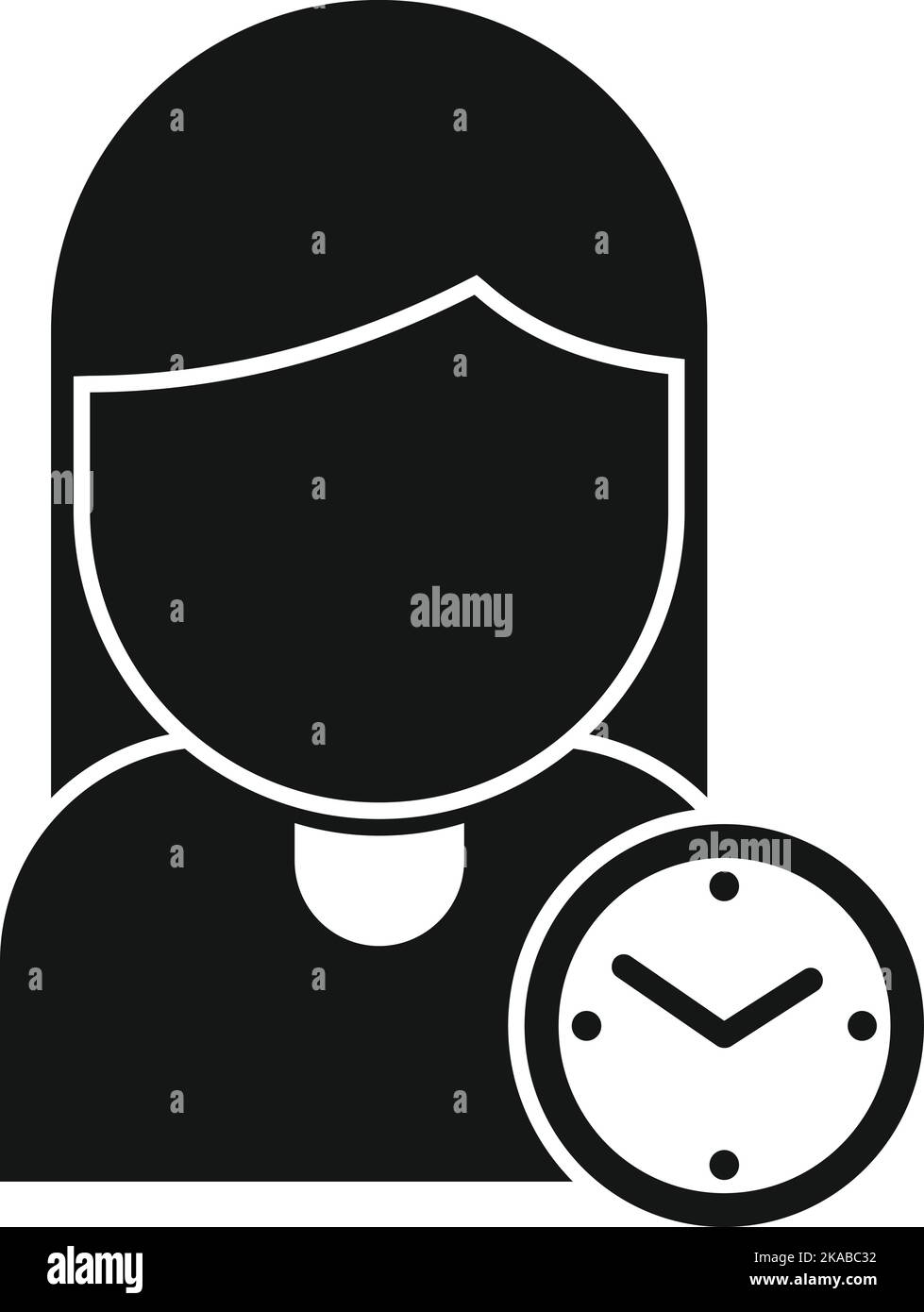 Woman time task icon simple vector. Work clock. Control schedule Stock ...