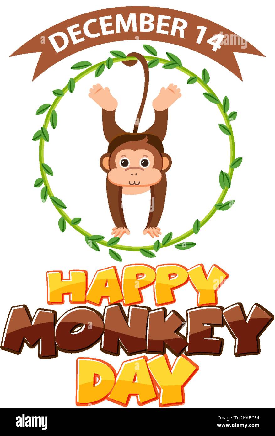 Monkey day text for banner or poster design illustration Stock Vector ...