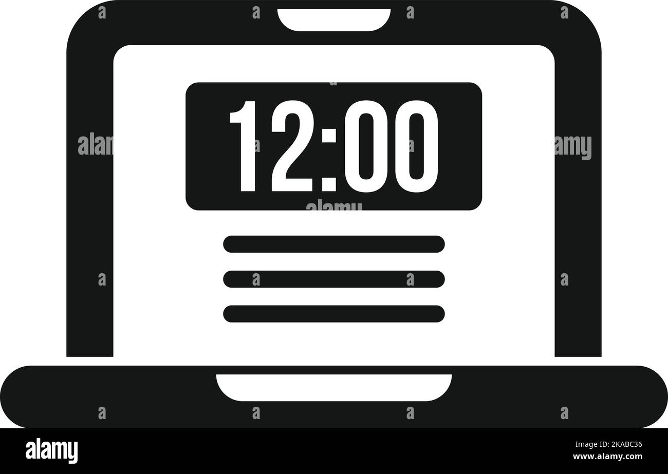 Laptop time icon simple vector. Clock project. Work control Stock ...