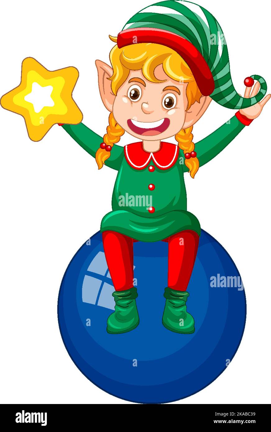 Cute kid wearing elf costume cartoon illustration Stock Vector Image ...