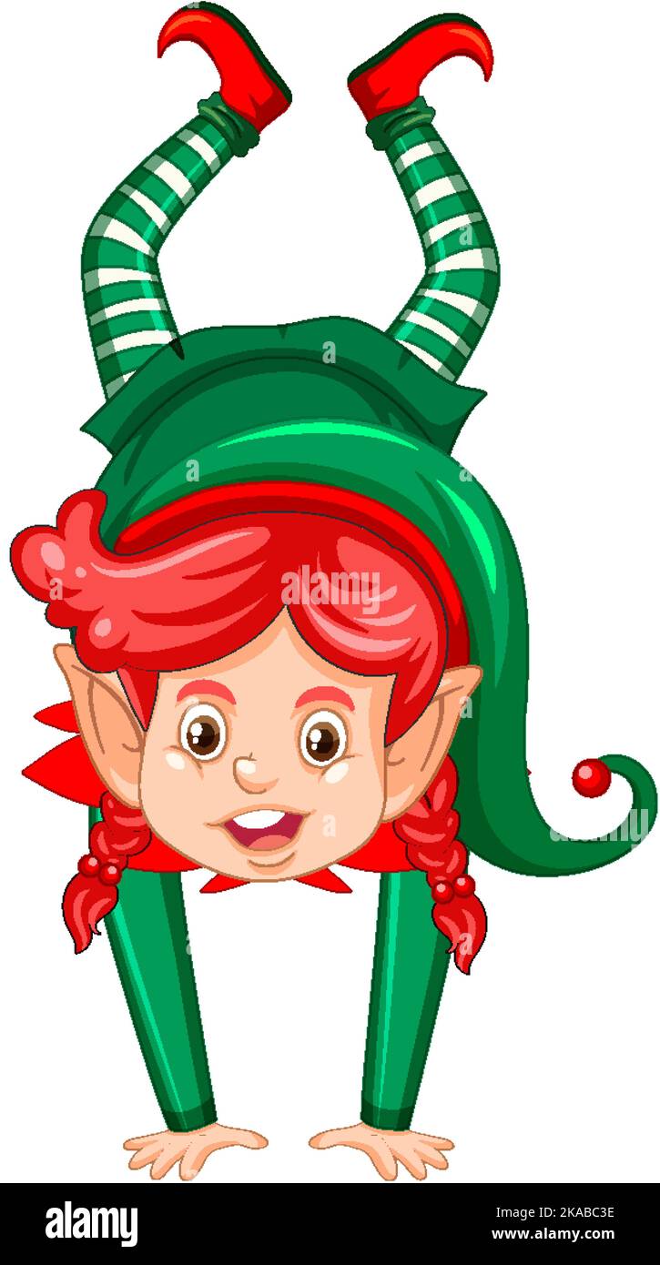 Cute kid wearing elf costume cartoon illustration Stock Vector Image ...