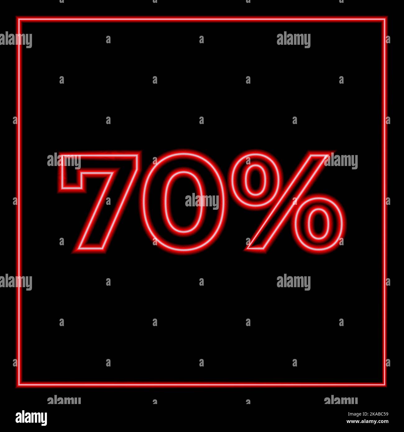 Neon red lettering seventy percent on a black background Stock Vector ...