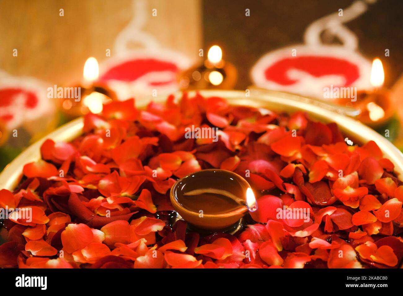 Happy Diwali, Clay Diya lamps lit during Diwali, Hindu festival of ...