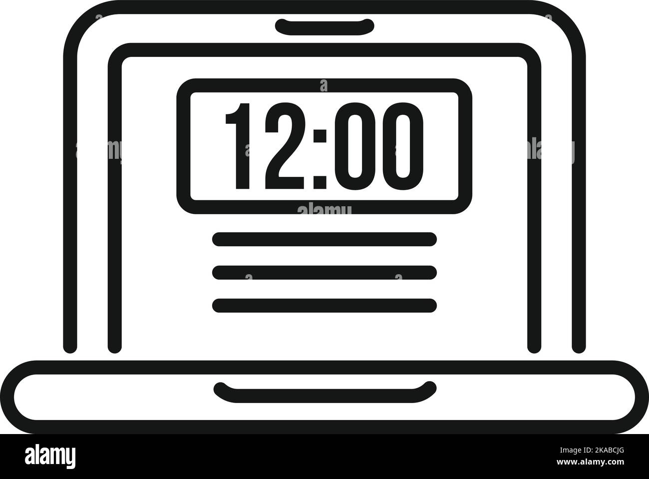 Laptop time icon outline vector. Clock project. Work control Stock ...