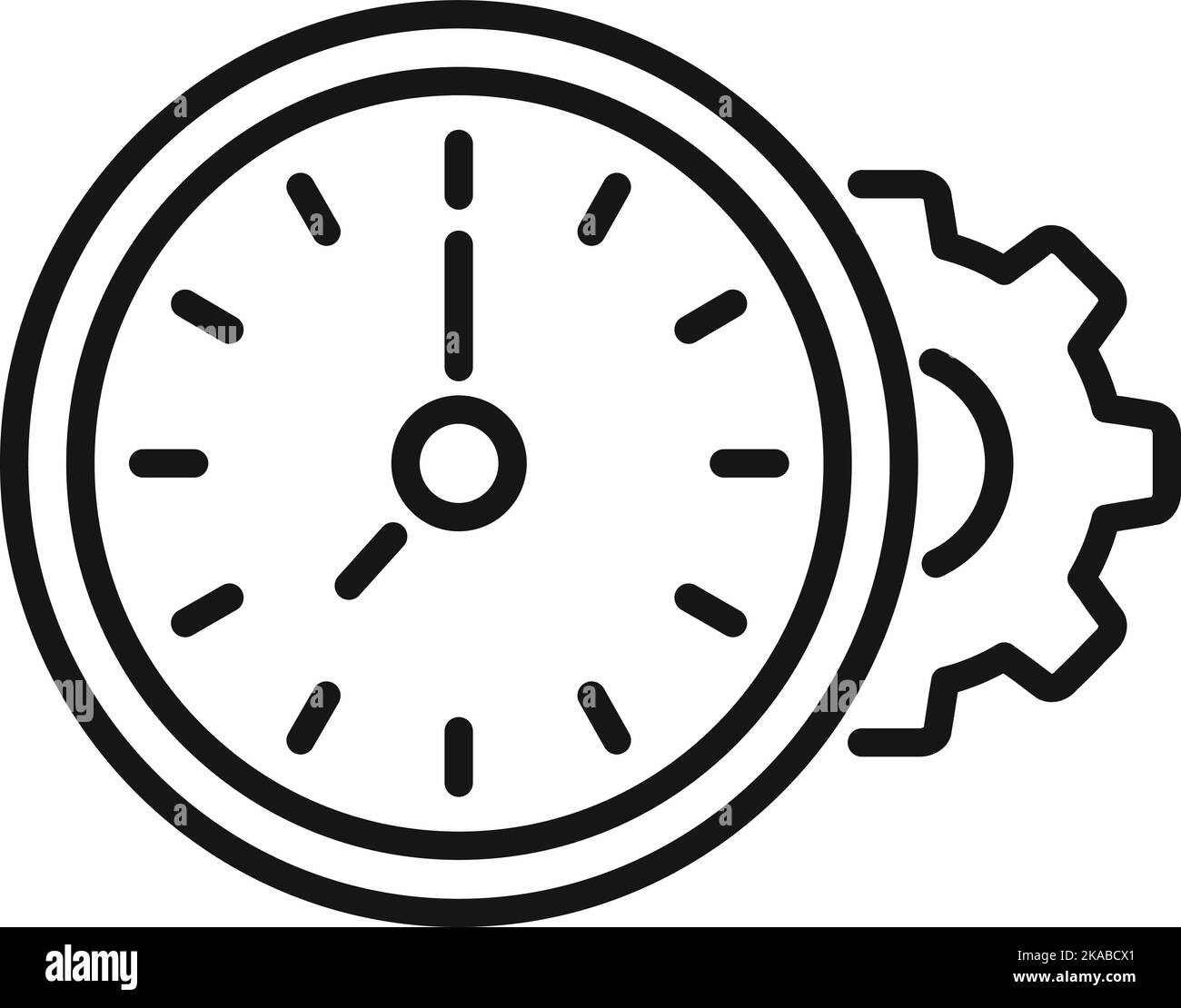 Clock gear time icon outline vector. Work control. Timer watch Stock ...