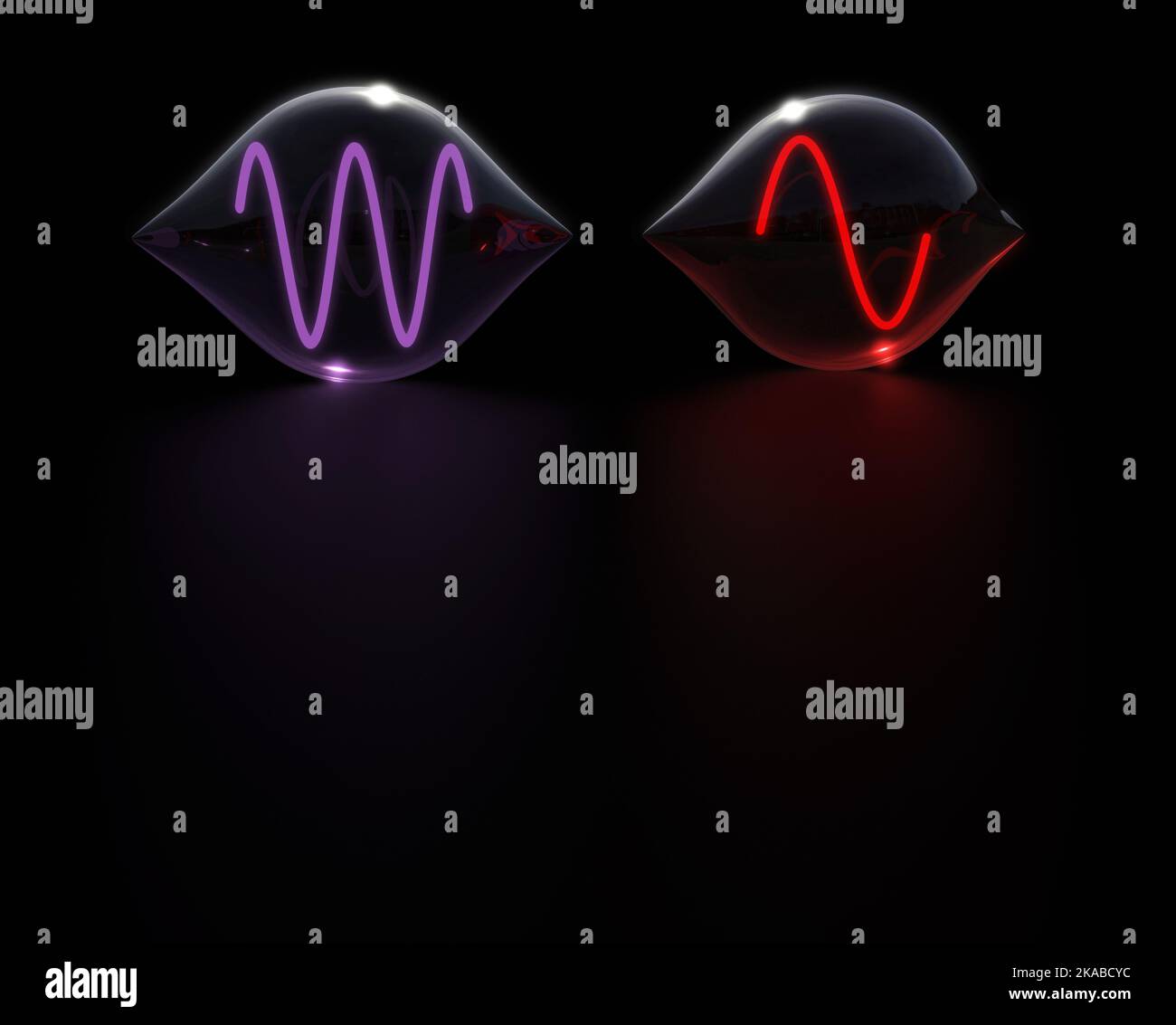Violet and red visible light photons, illustration Stock Photo - Alamy