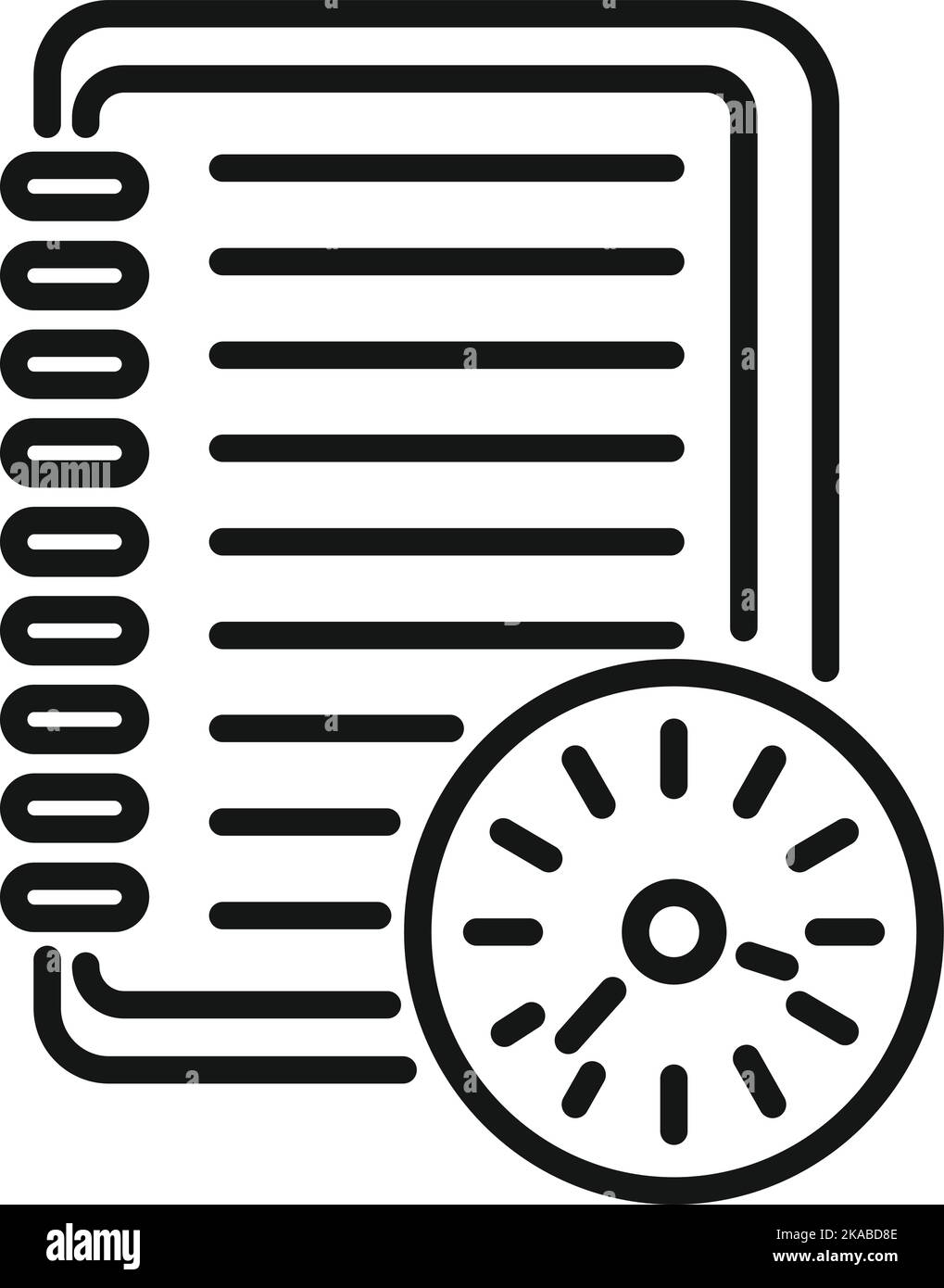 Timer notebook icon outline vector. Work project. Task schedule Stock ...
