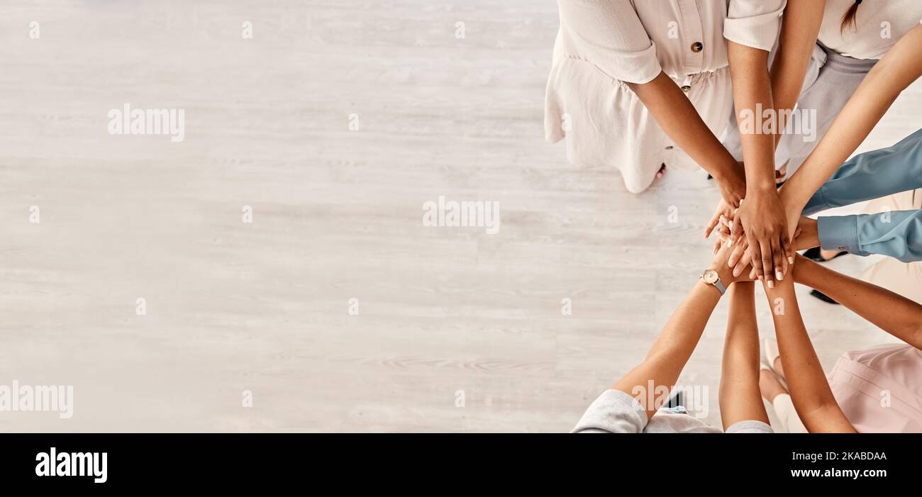 Community, support and teamwork with hands of business people and ...