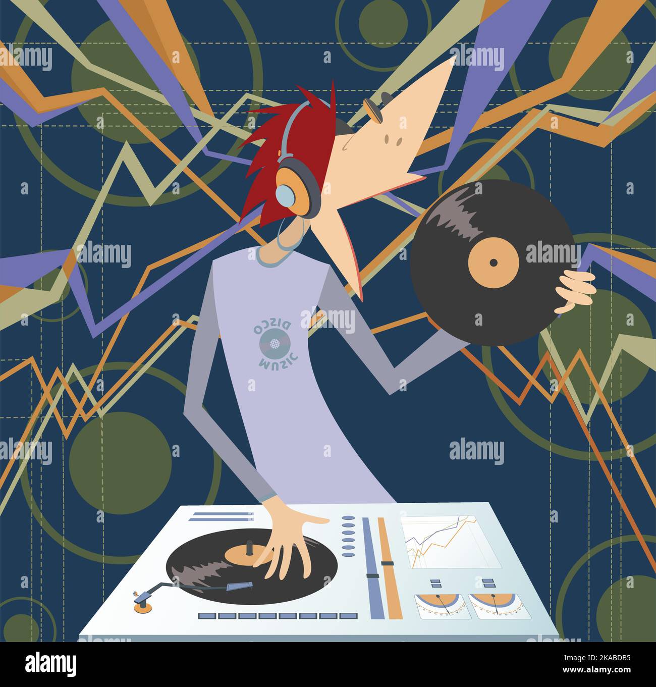 Cartoon funny DJ illustration Stock Vector Image & Art - Alamy