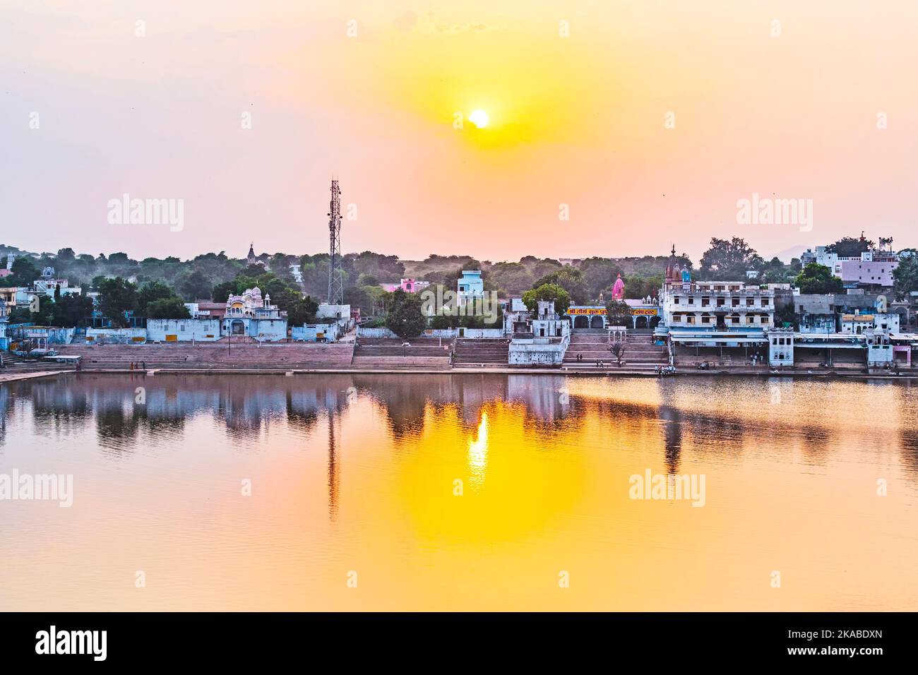 lake view to the ghats of Pushkar Stock Photo - Alamy