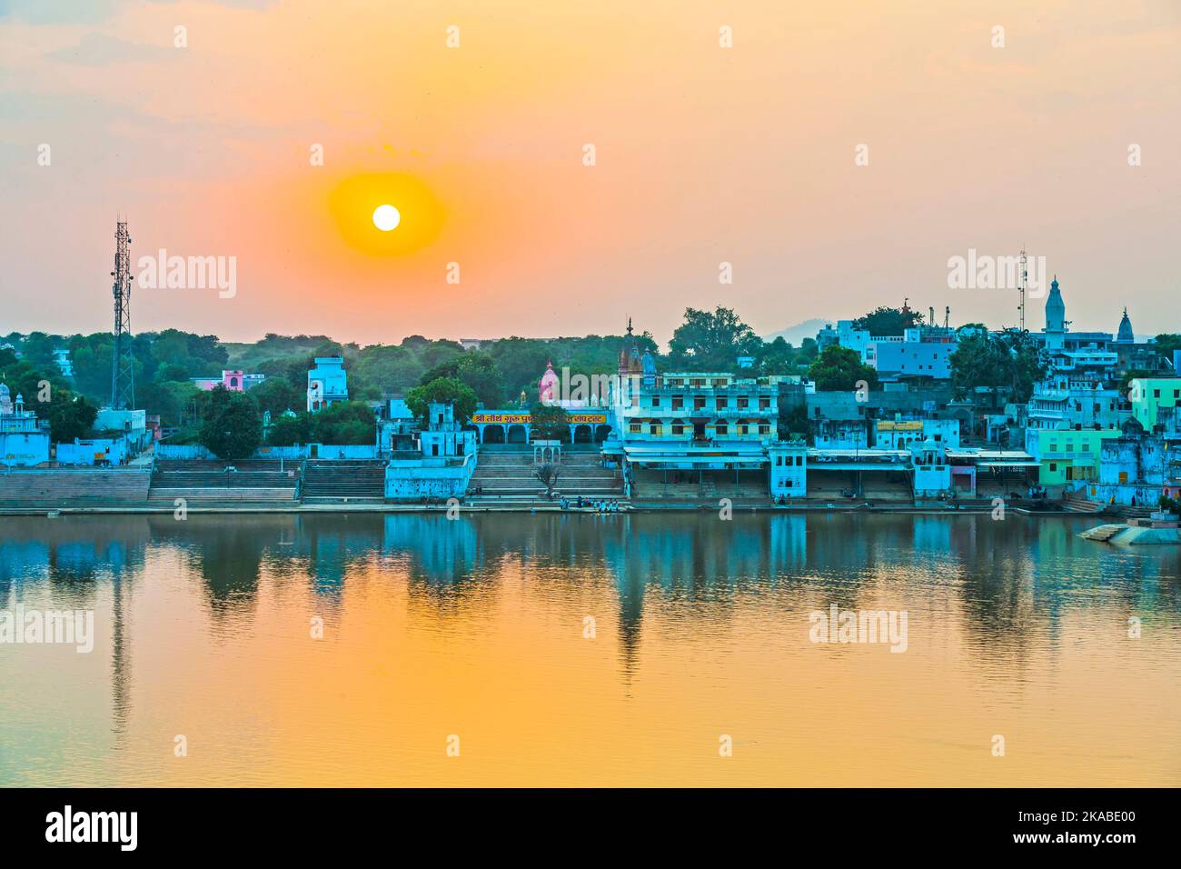 lake view to the ghats of Pushkar Stock Photo - Alamy