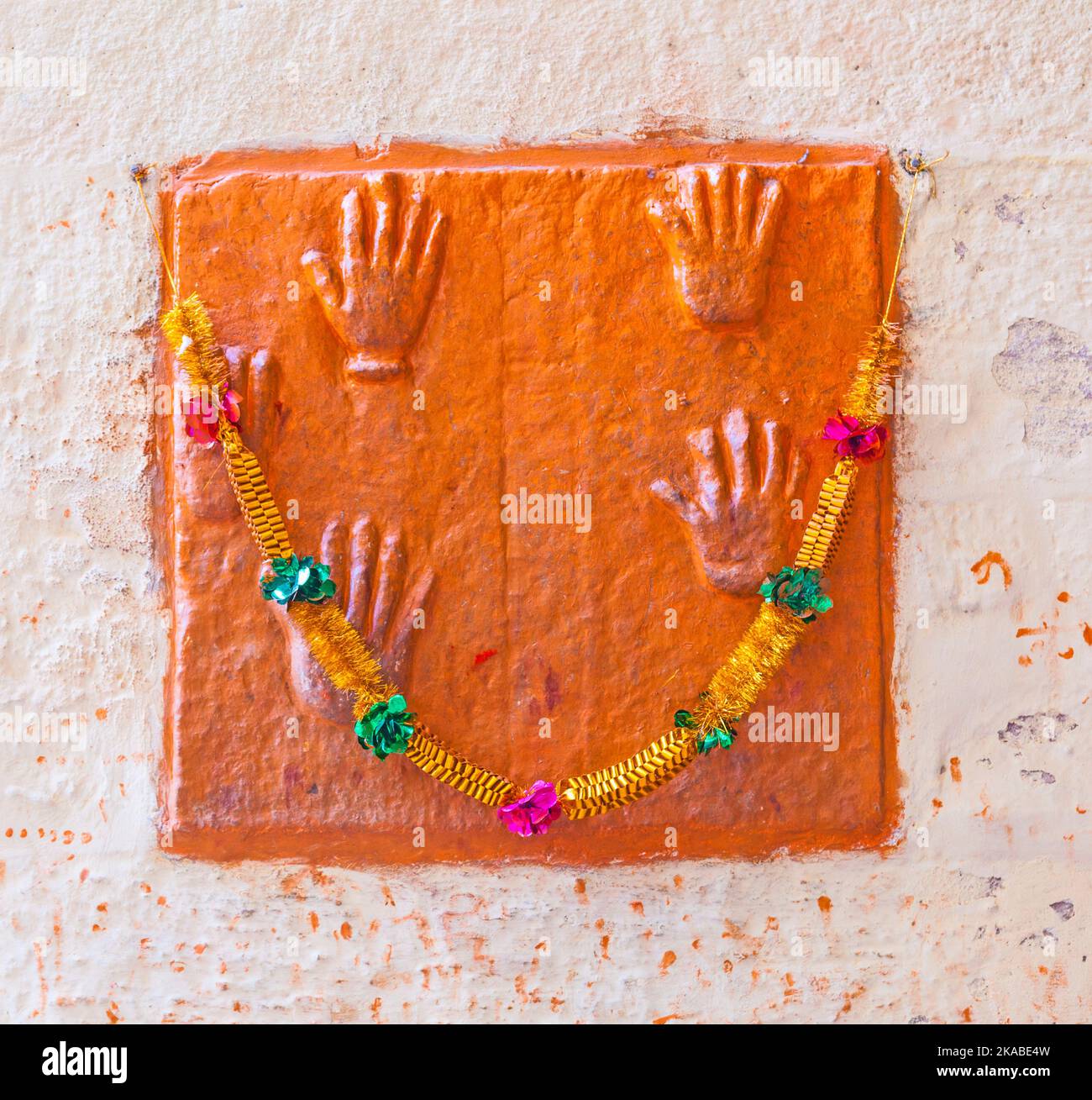 Sati hands at the entrance of Jodhpur fort Stock Photo - Alamy