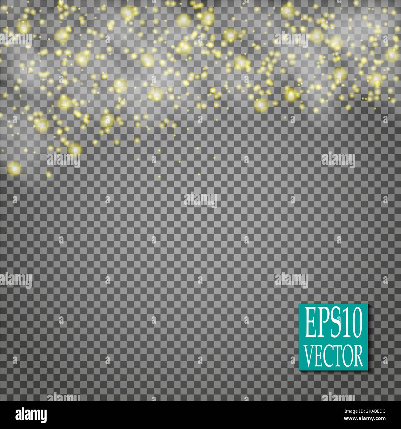 Set of golden glowing lights effects isolated on transparent background ...
