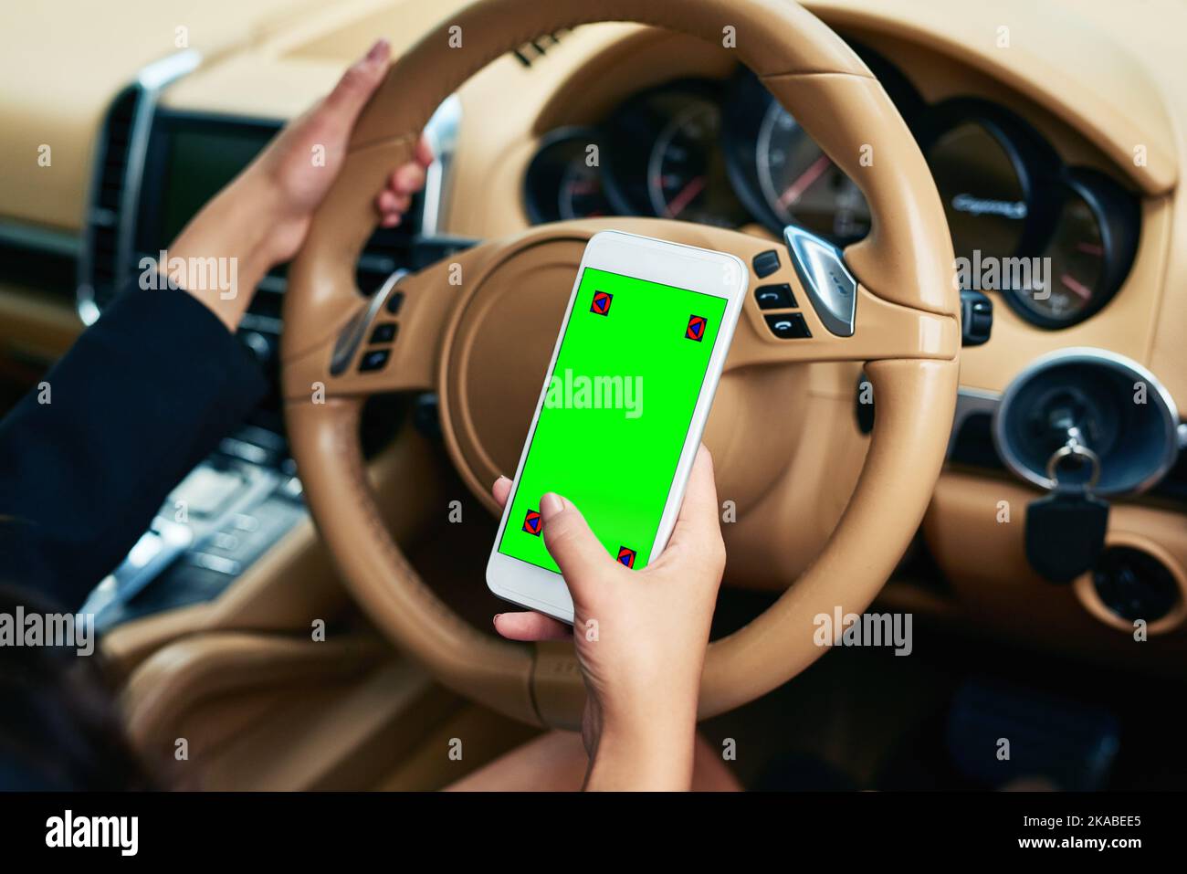 The perfect display for a car app. an unrecognizable woman using a ...