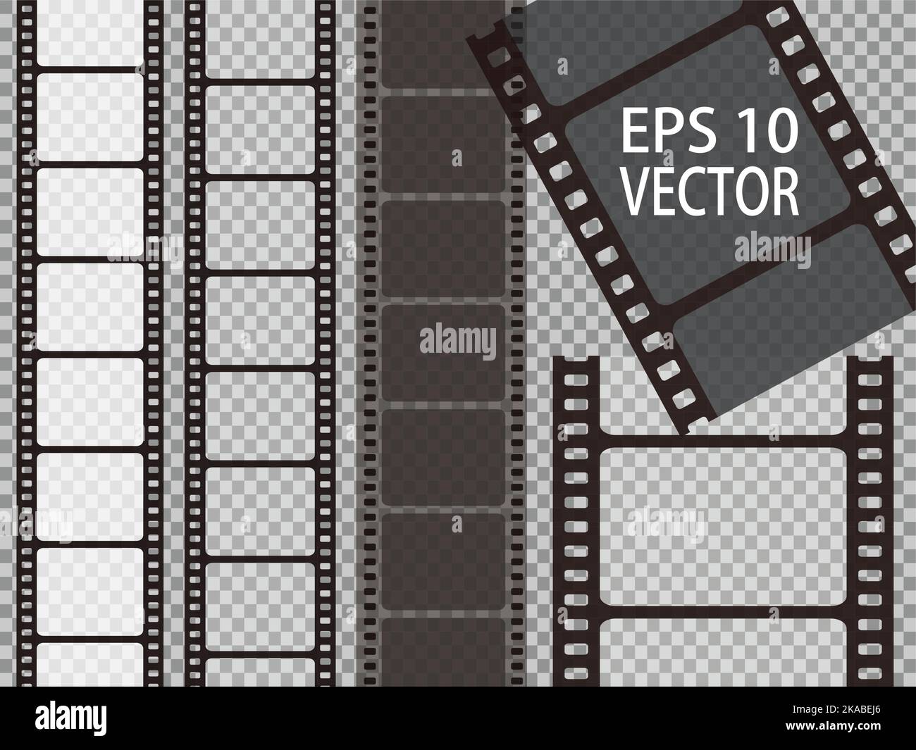 Set of vector film strip isolated on transparent background Stock ...