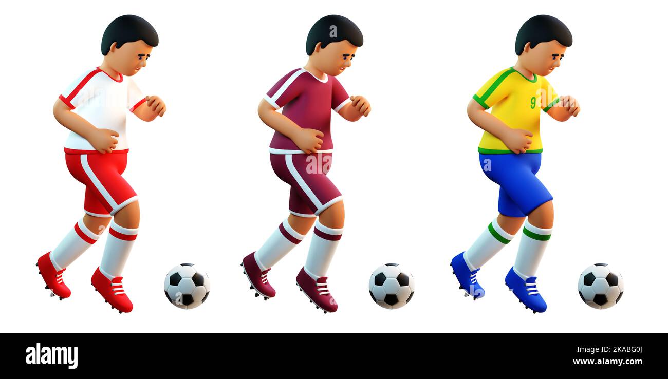 3d Football player dribbles Stock Photo - Alamy