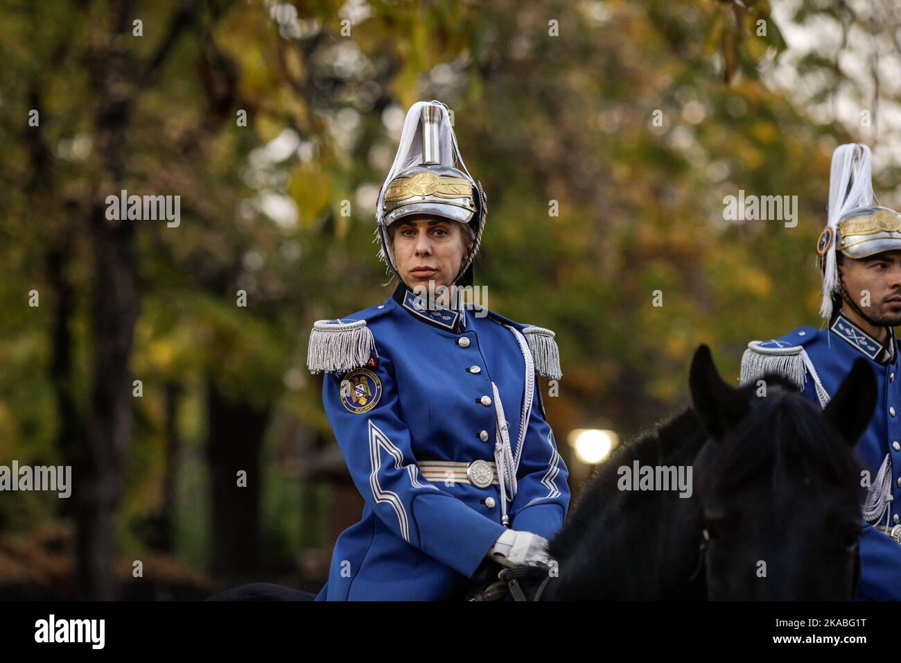 Bucharest, Romania - November 1, 2022: Mounted female member of the ...