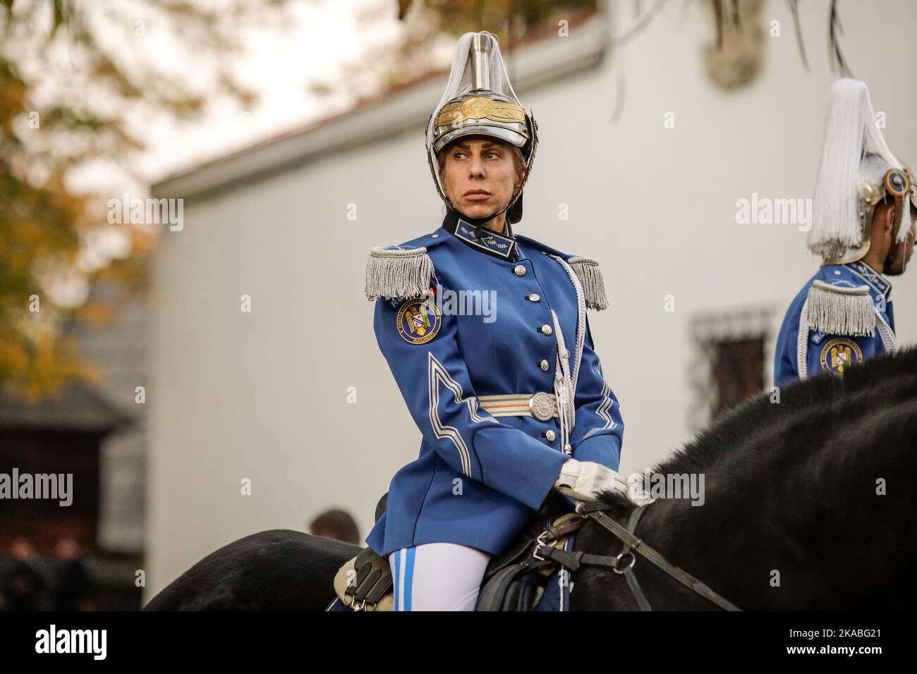 Bucharest, Romania - November 1, 2022: Mounted female member of the ...