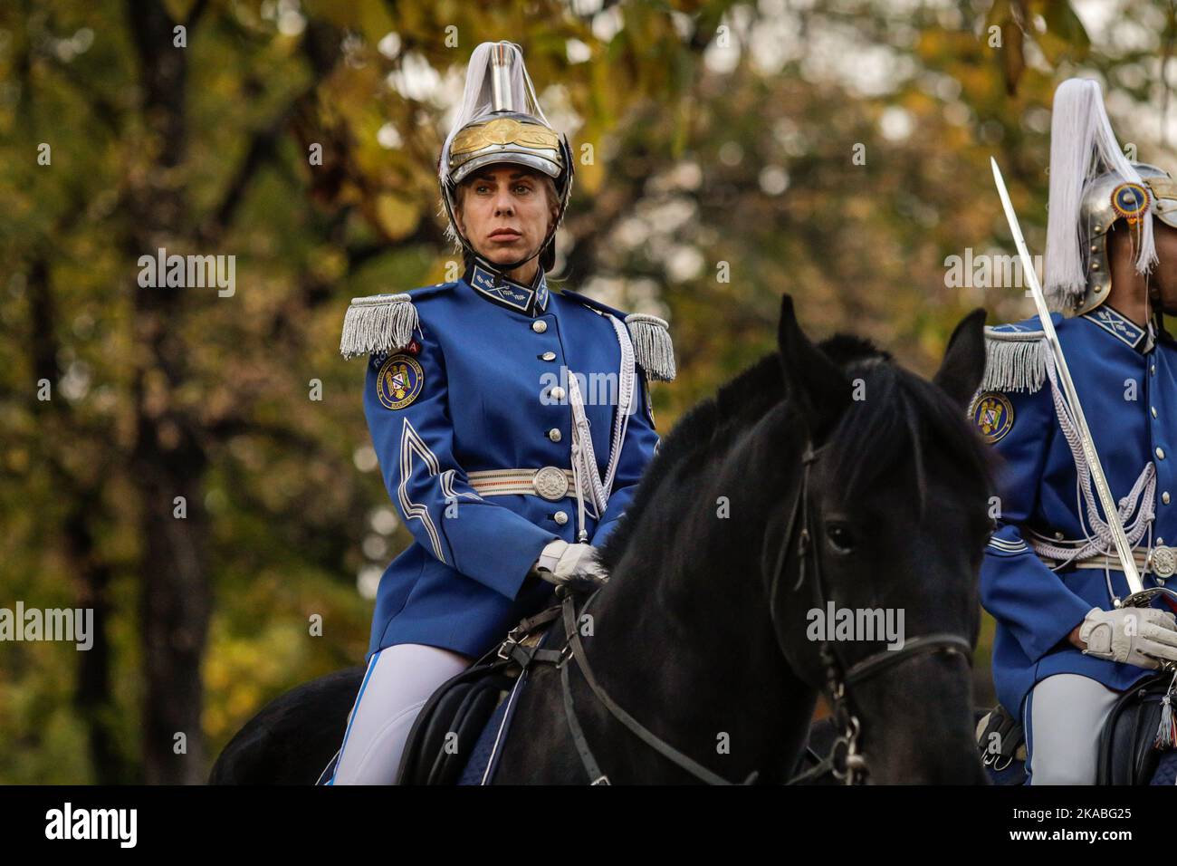 Bucharest, Romania - November 1, 2022: Mounted female member of the ...