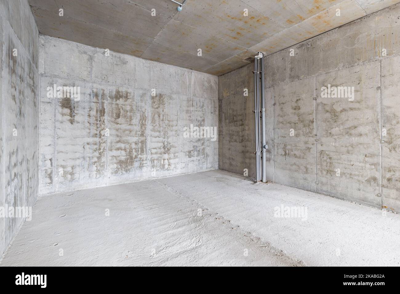 Empty concrete commercial space without finishing with partitions Stock ...