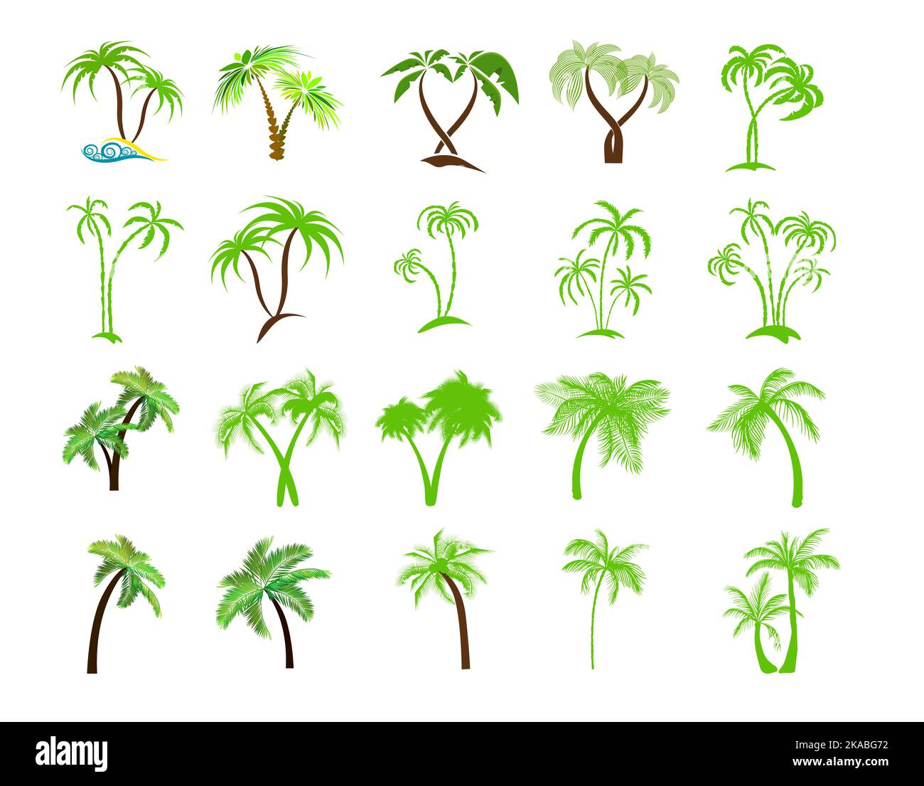 Stylized green plant elements set hi-res stock photography and images ...