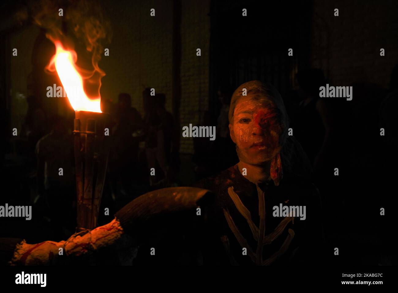 Tonacatepeque, El Salvador. 01st Nov, 2022. A reveler dressed up ...