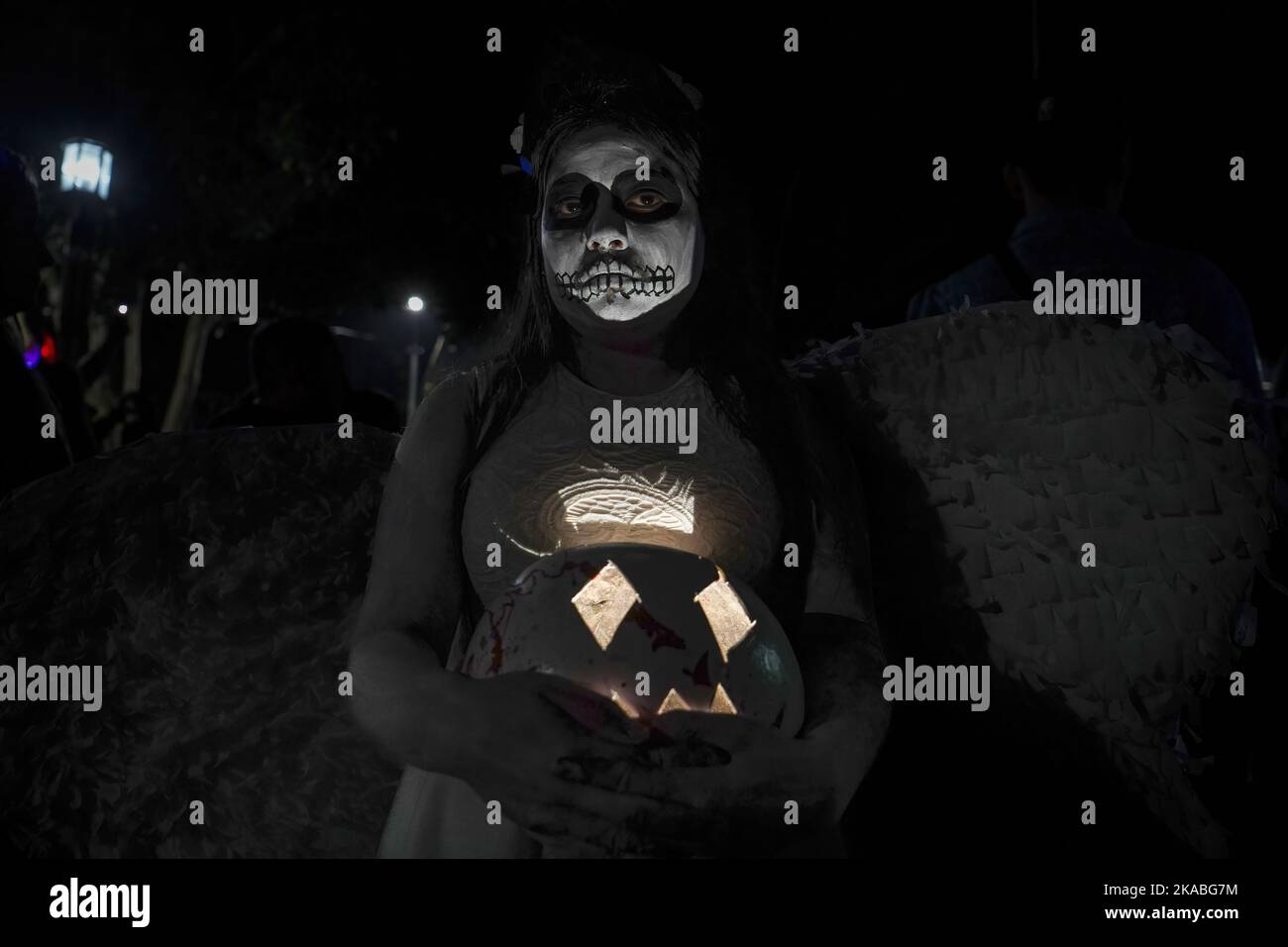 Tonacatepeque, El Salvador. 01st Nov, 2022. A reveler dressed up ...