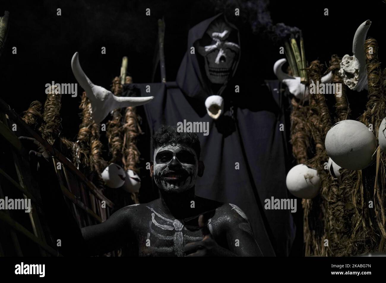 Tonacatepeque, El Salvador. 01st Nov, 2022. A reveler dressed up ...