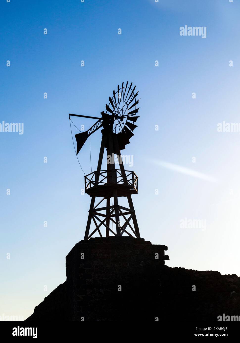 silhouette of old wind mill Stock Photo - Alamy
