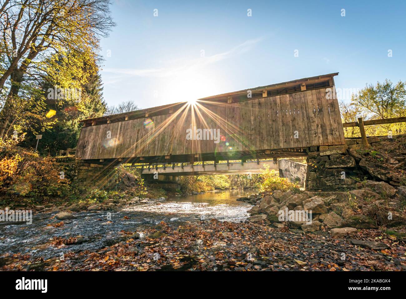 Salem, Ohio, USA-Oct. 21, 2022: Teegarden-Centennial Covered Bridge ...