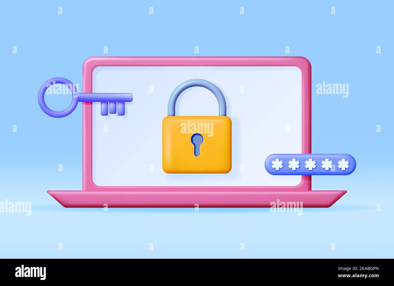 3D Laptop with Shield Lock and Password Stock Vector Image & Art - Alamy