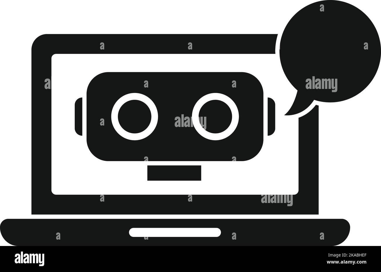 Laptop bot icon simple vector. Office service. Work call Stock Vector Image & Art - Alamy