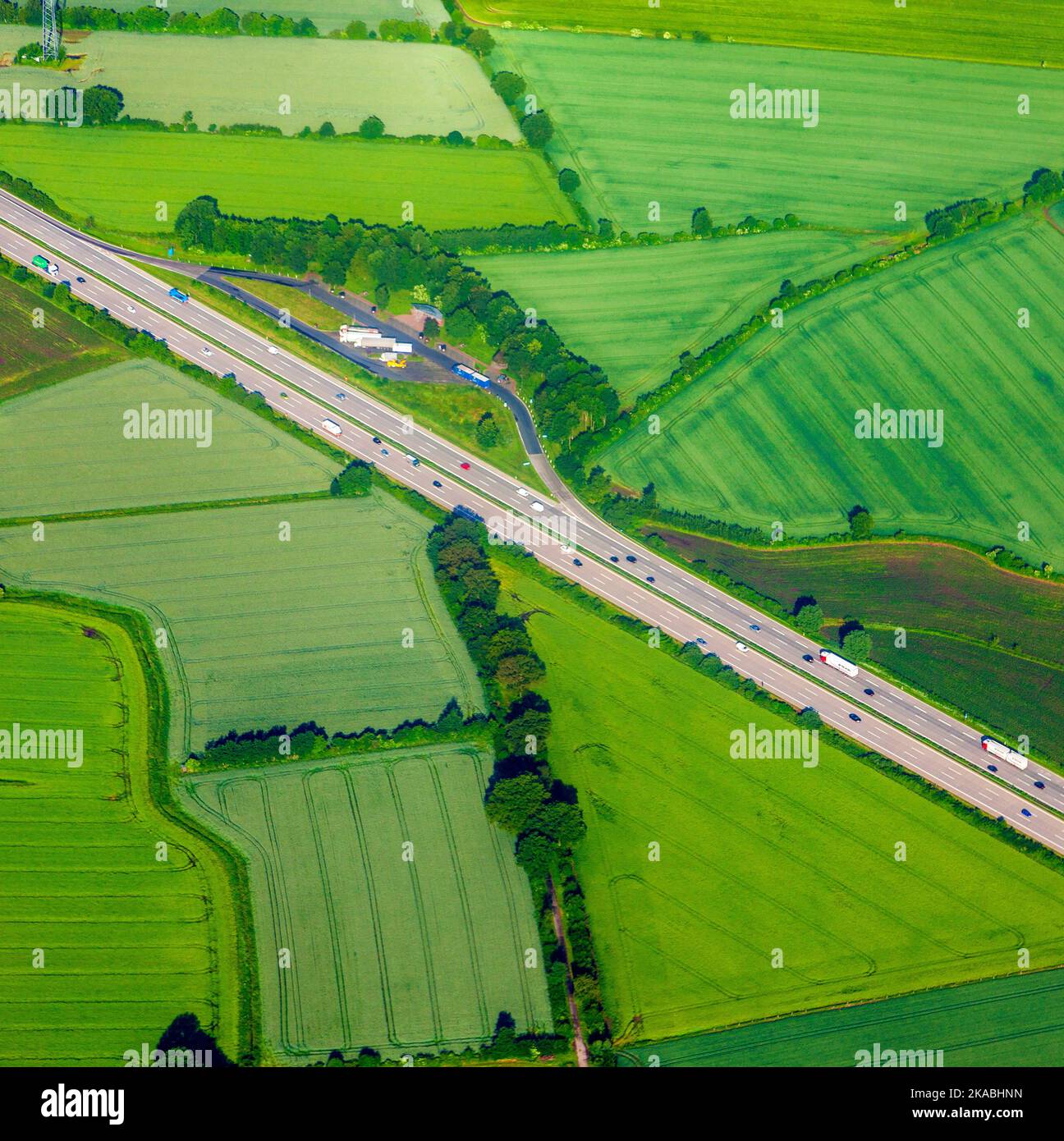 aerial of rural landscape with highway near Hamburg Stock Photo - Alamy