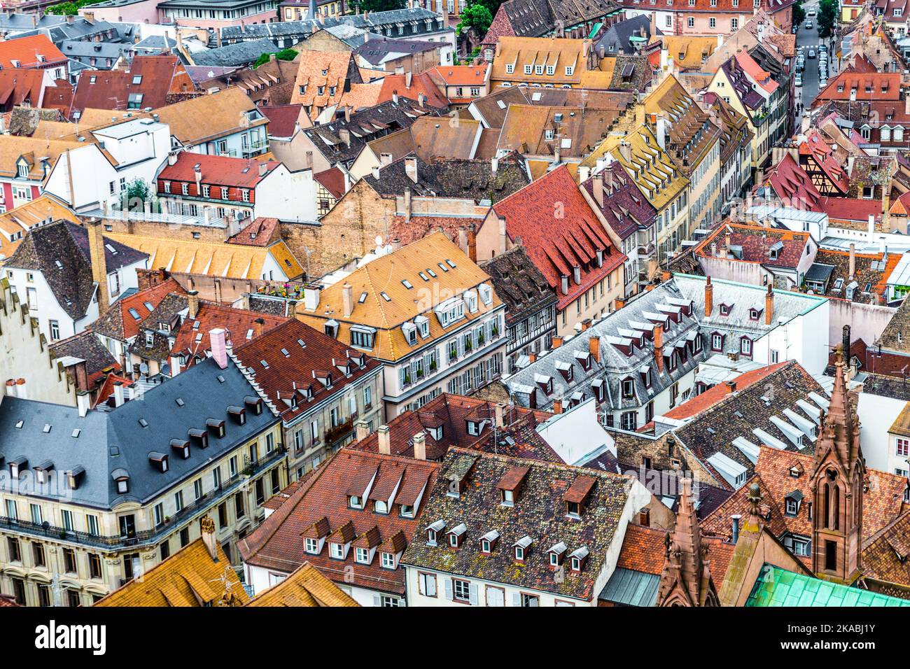 aerial view of Strasbourg to the old city with red roof tiles Stock ...