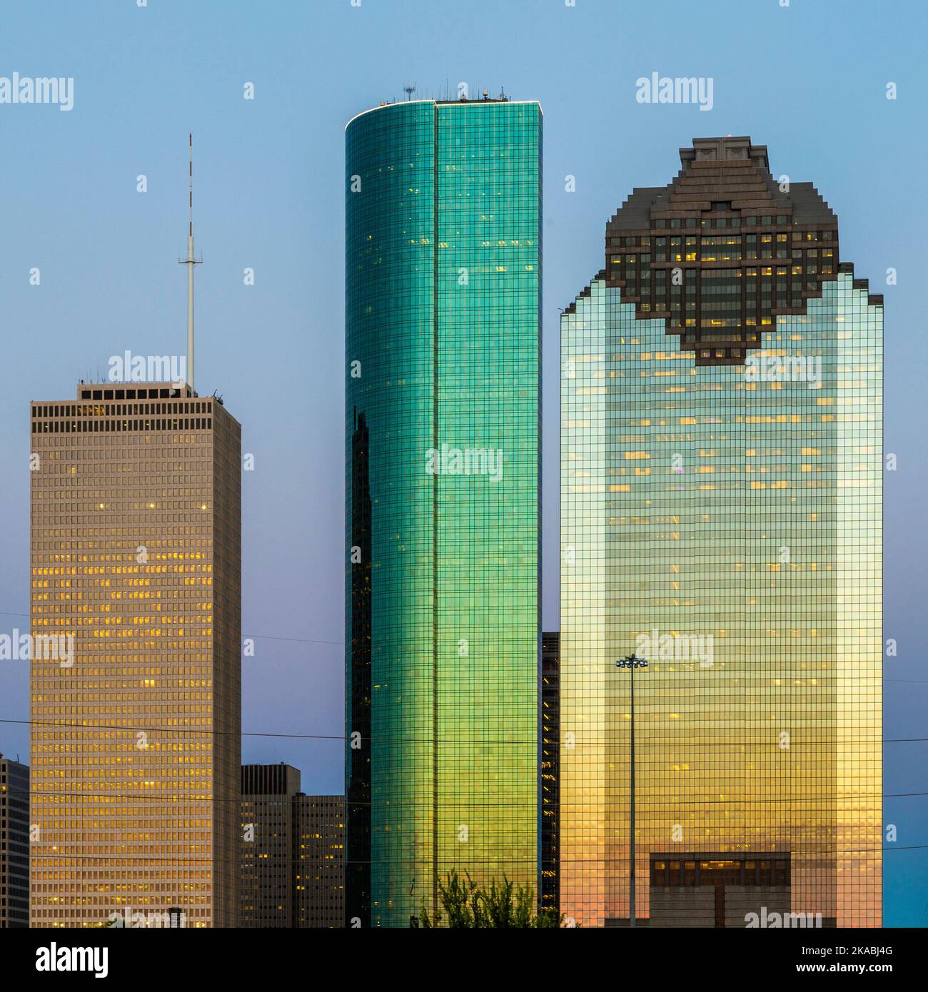 View on downtown Houston in late afternoon with skyscraper Stock Photo ...