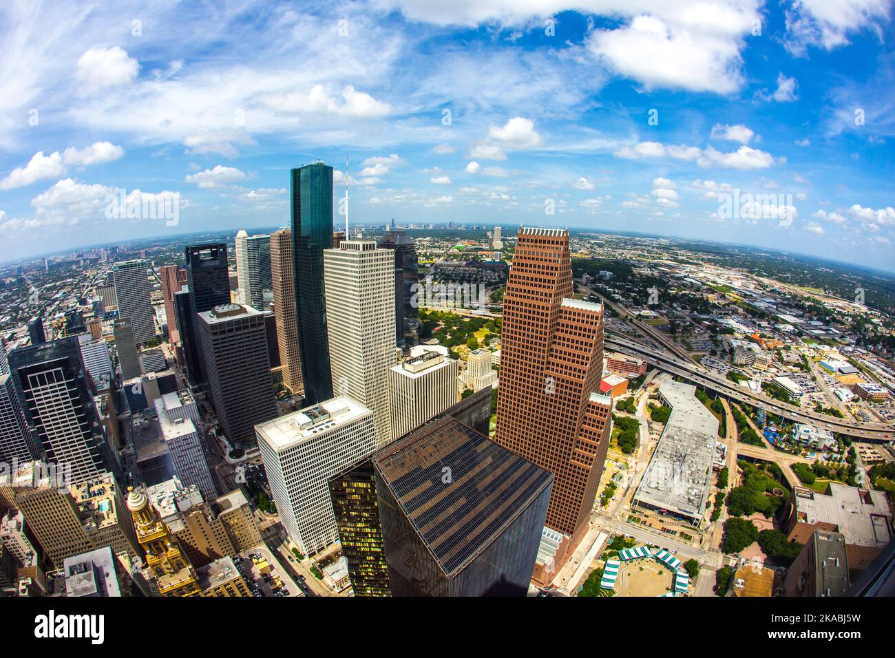 aerial of modern buildings in downtown Houston in daytime Stock Photo ...