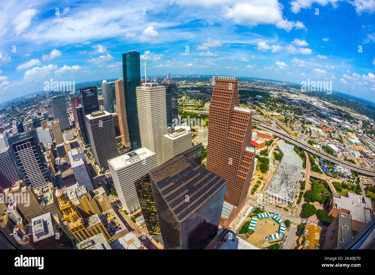 aerial of modern buildings in downtown Houston in daytime Stock Photo ...