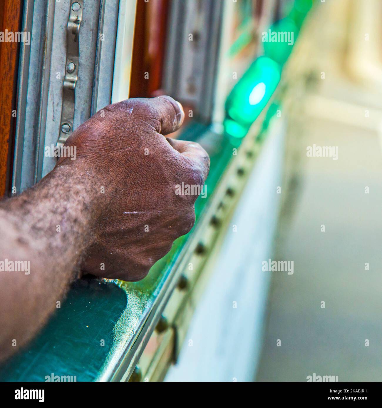 Man car lean out window hi-res stock photography and images - Alamy