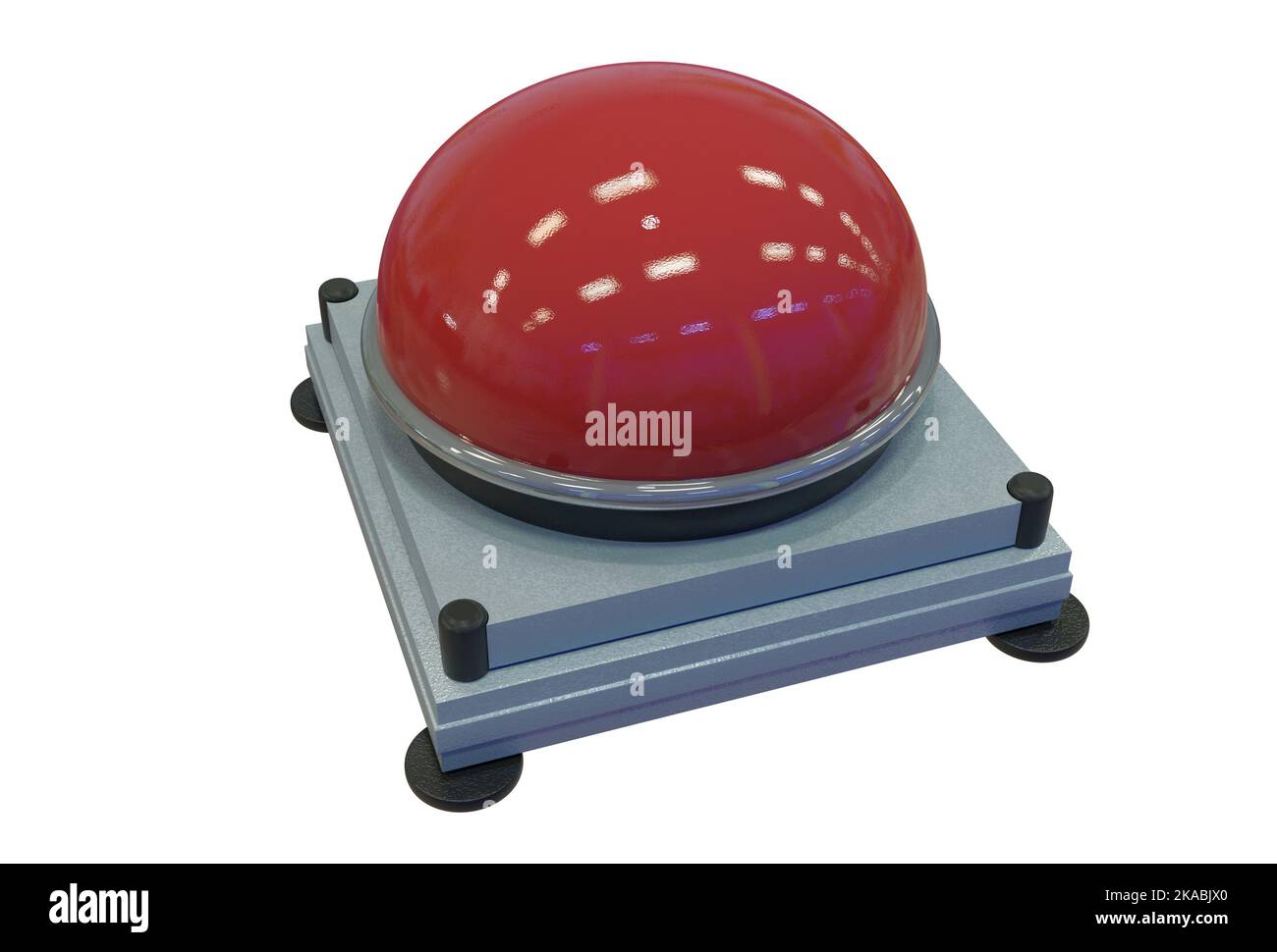 Metallic buzzer with red push button on white background Stock Photo ...