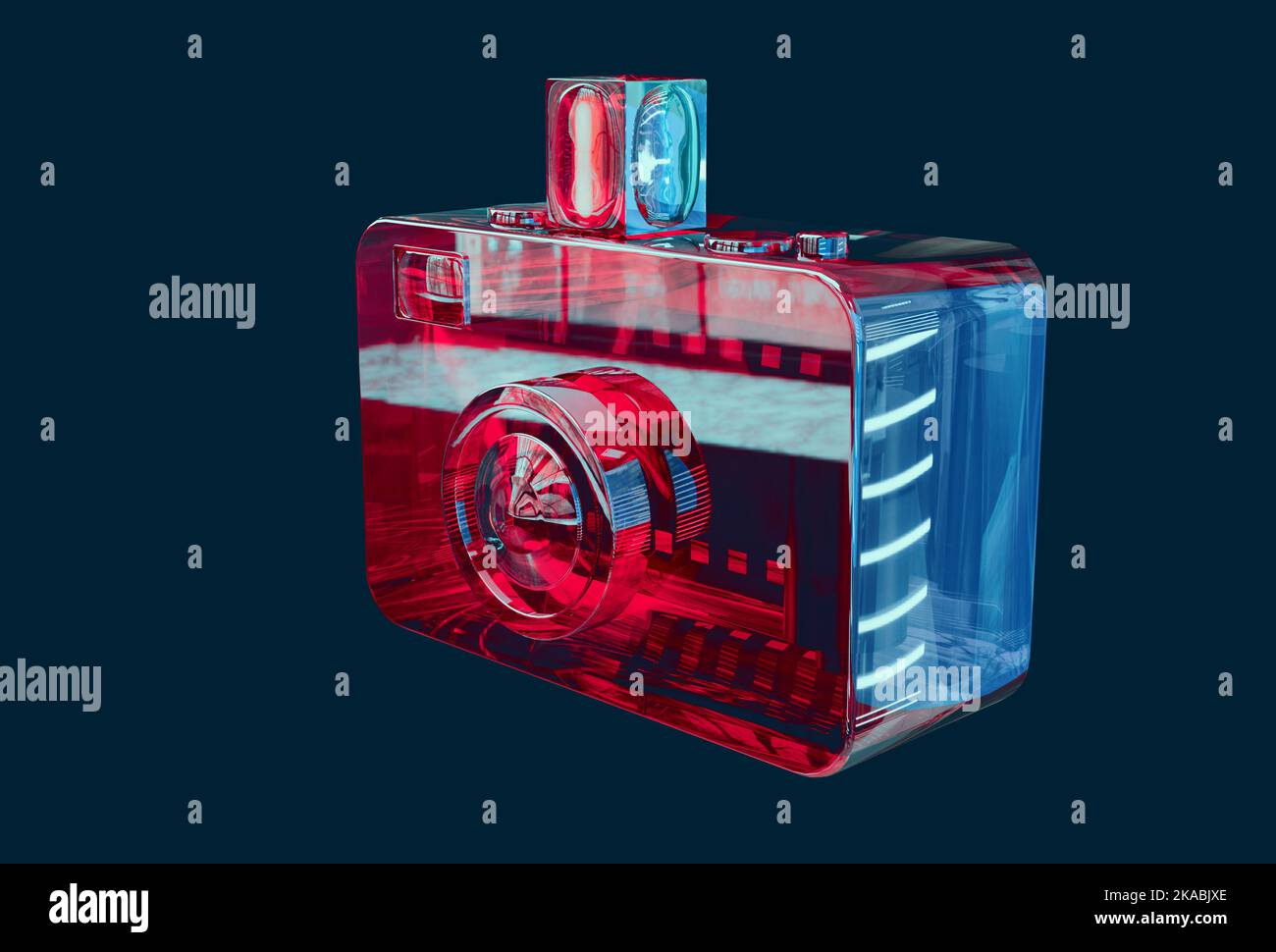 Stylized retro point and shoot camera with transparent plastic ...