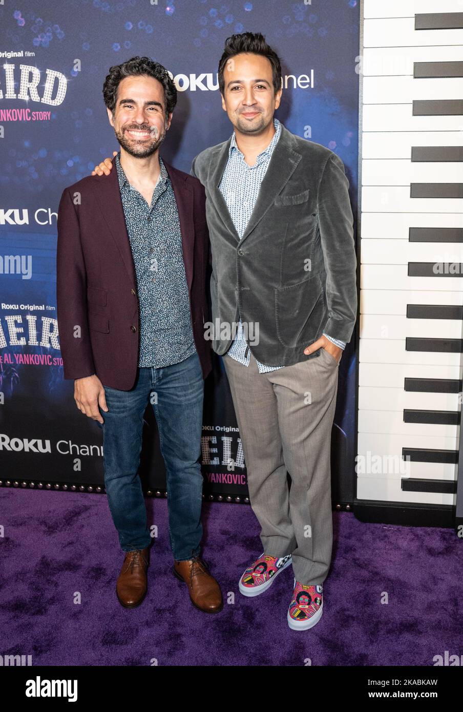Lin Manuel Miranda (R) attends New York premiere of Roku originals ...