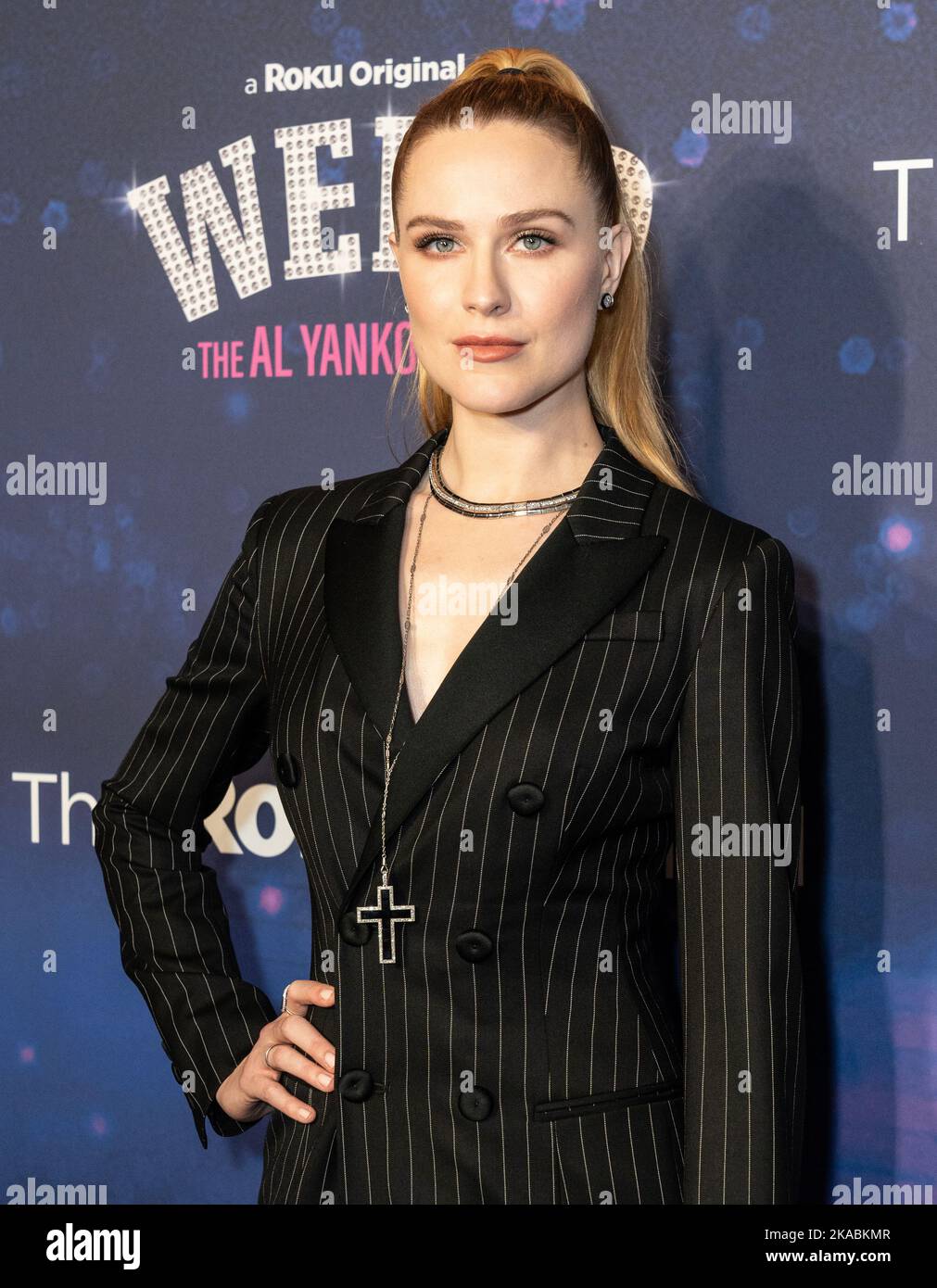 Evan Rachel Wood wearing dress by Moschino attends New York premiere of ...