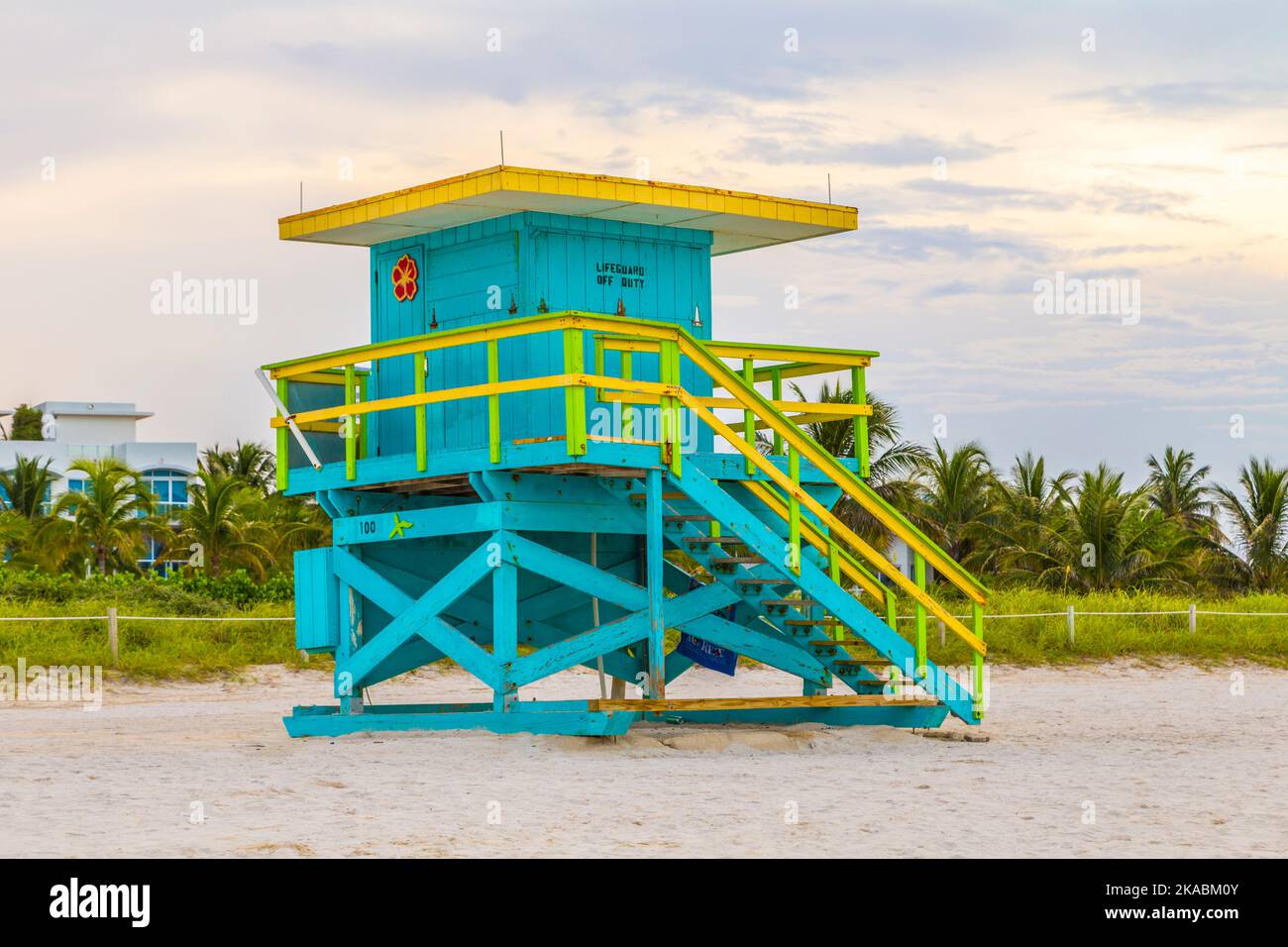 Lifeguards outpost tower in South Beach, Miami, Florida Stock Photo - Alamy