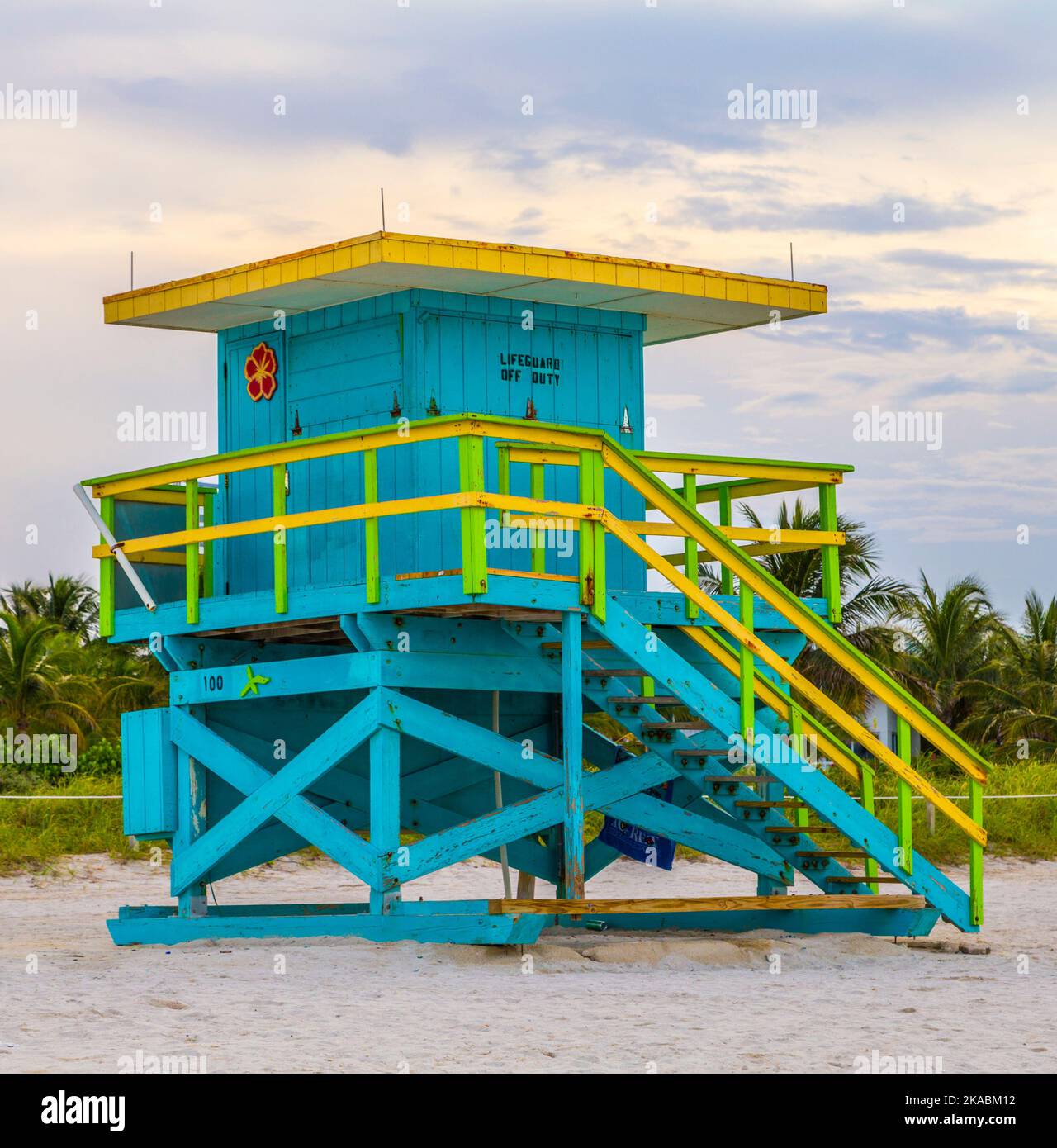 Lifeguards outpost tower in South Beach, Miami, Florida Stock Photo - Alamy