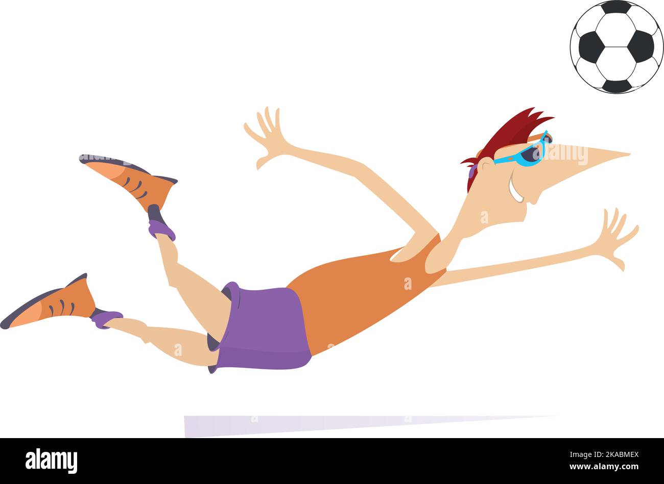 Smiling young man playing football isolated. Cartoon football player ...